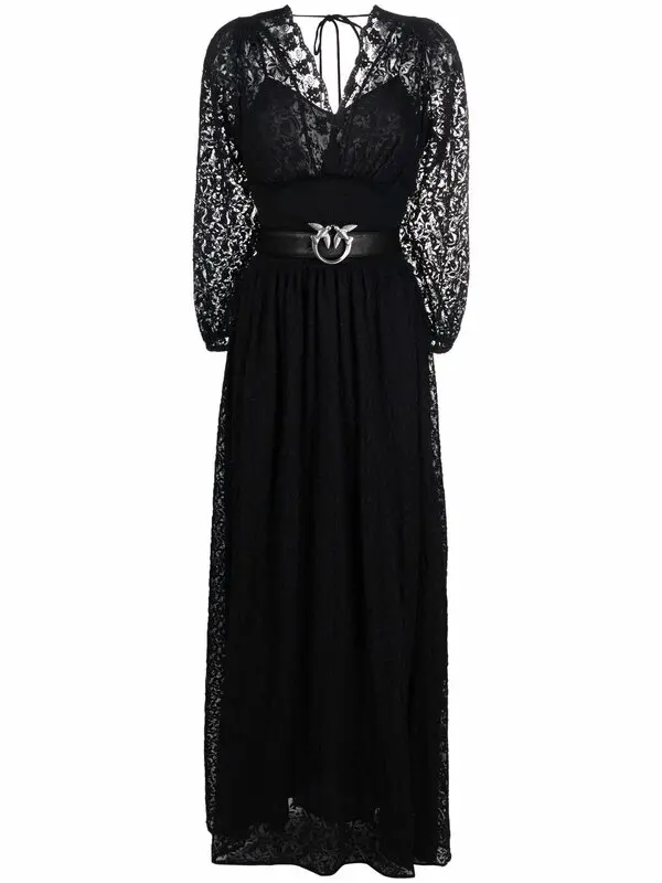 Pinko Floral-Lace Overlay Maxi Dress In Black - 50% Off | Editorialist