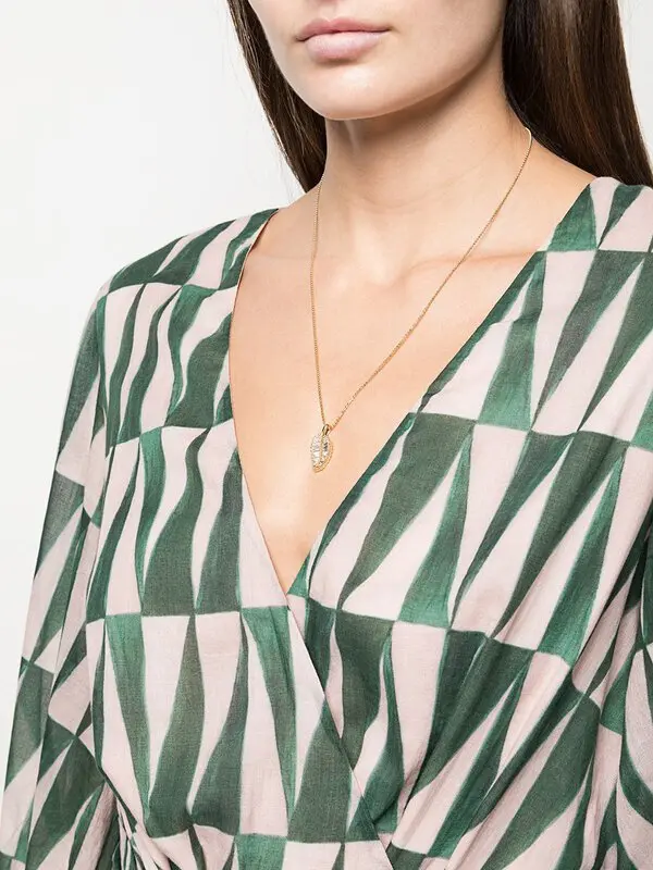 ANITA KO 18kt Yellow Palm Leaf Diamond Pendant Necklace
