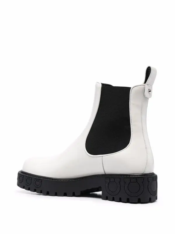 FERRAGAMO Leather Chelsea Boots - White