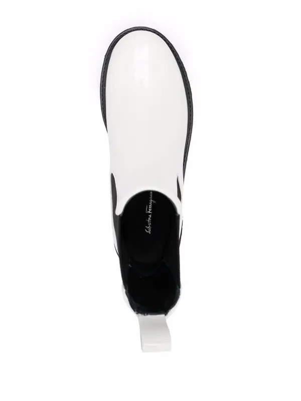 FERRAGAMO Leather Chelsea Boots - White