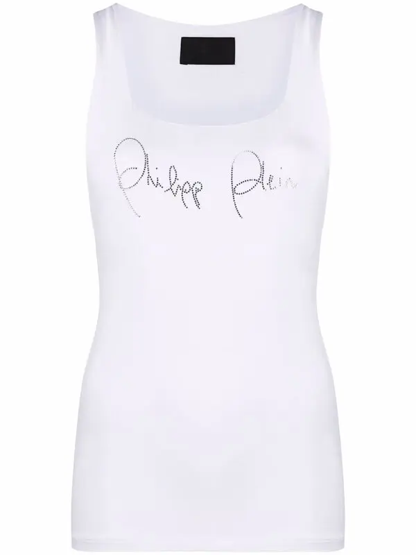 Philipp Plein Rhinestone-logo Tank Top - White