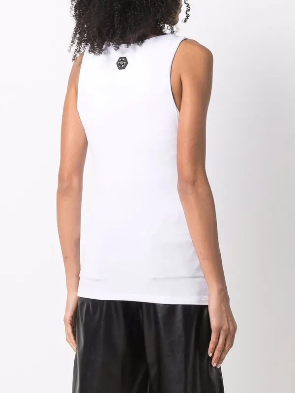 Philipp Plein Rhinestone-logo Tank Top - White