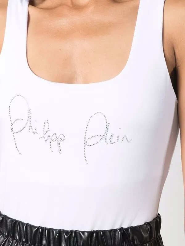 Philipp Plein Rhinestone-logo Tank Top - White