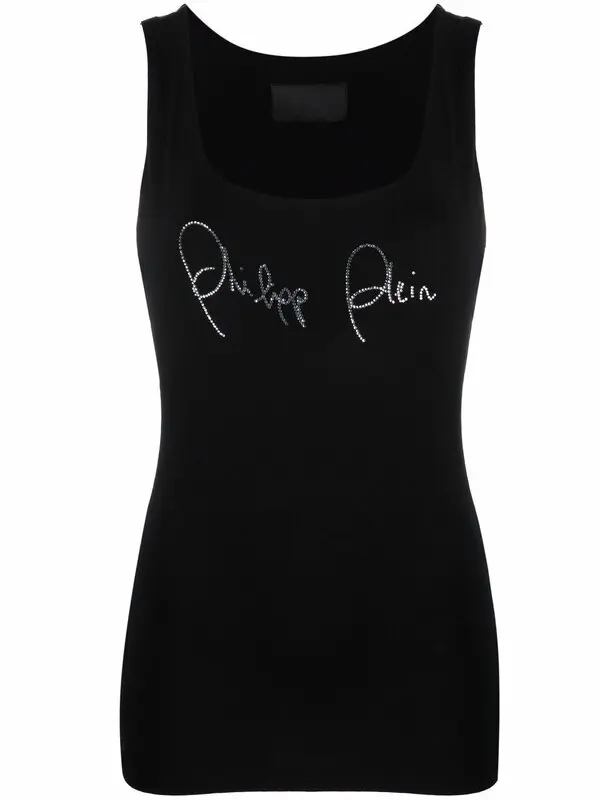 Philipp Plein Rhinestone-logo Tank Top - Black