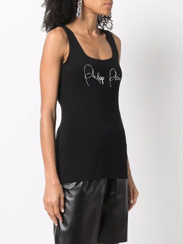 Philipp Plein Rhinestone-logo Tank Top - Black