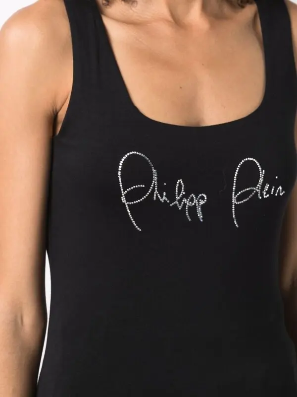 Philipp Plein Rhinestone-logo Tank Top - Black