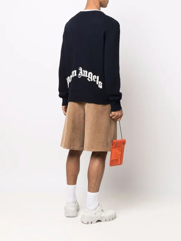 Palm Angels Intarsia-knit Logo Long-sleeve Jumper