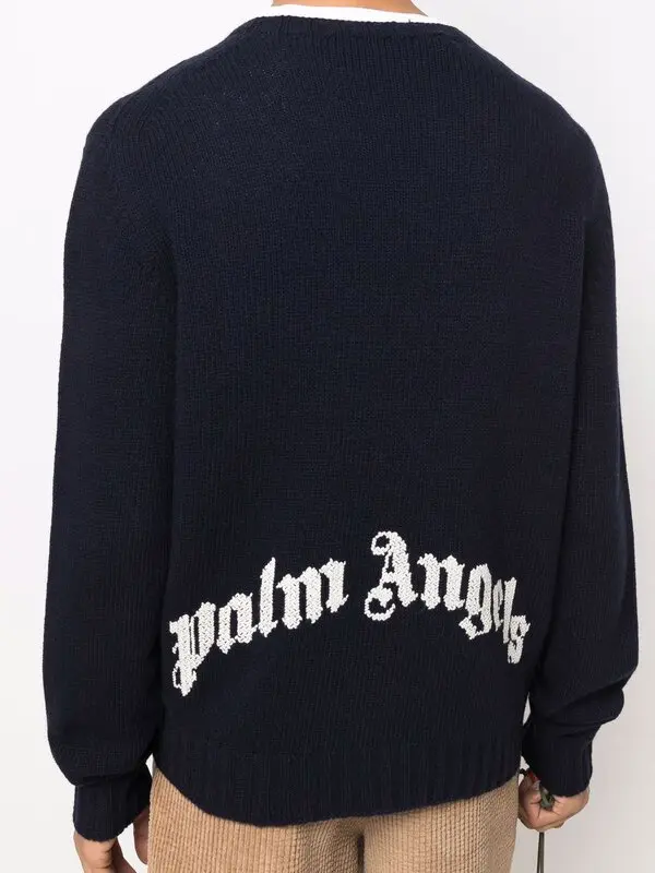 Palm Angels Intarsia-knit Logo Long-sleeve Jumper