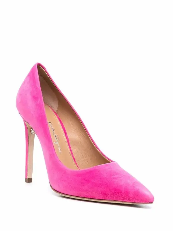 FERRAGAMO 100mm Leather Pointed Pumps