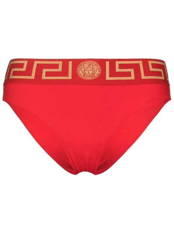 Versace Greca Border Bikini Bottom - Red