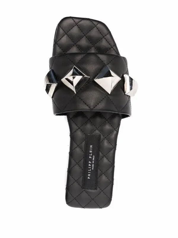 Philipp Plein Flat Studded Matelassè Sandals