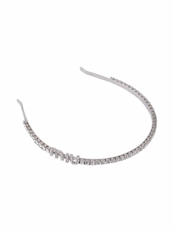Miu Miu Rigid Crystal Headband - Silver | Editorialist display picture 3