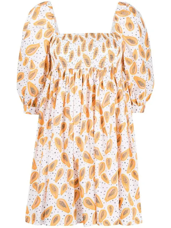 Pitusa Printed Babydoll Dress - Orange