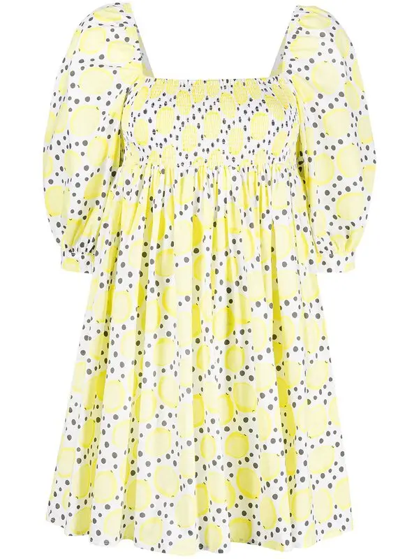 Pitusa Printed Babydoll Dress - Yellow
