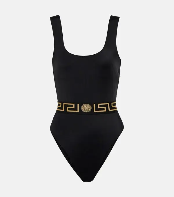 Versace Greca Printed Swimsuit - Black