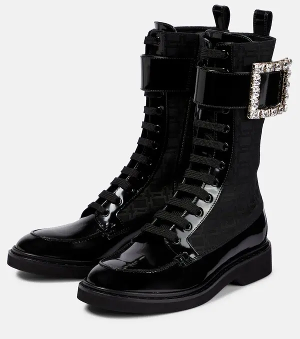 ROGER VIVIER Viv' Rangers Strass Ankle Boots