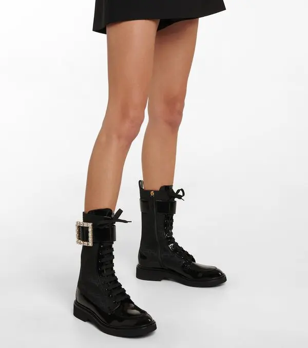 ROGER VIVIER Viv' Rangers Strass Ankle Boots