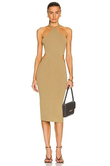 DION LEE Lustrate Fork Dress In Beige