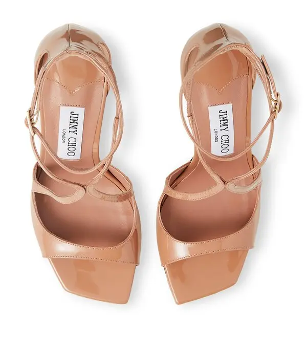 JIMMY CHOO Azia 95 Patent Leather Sandals - Pink