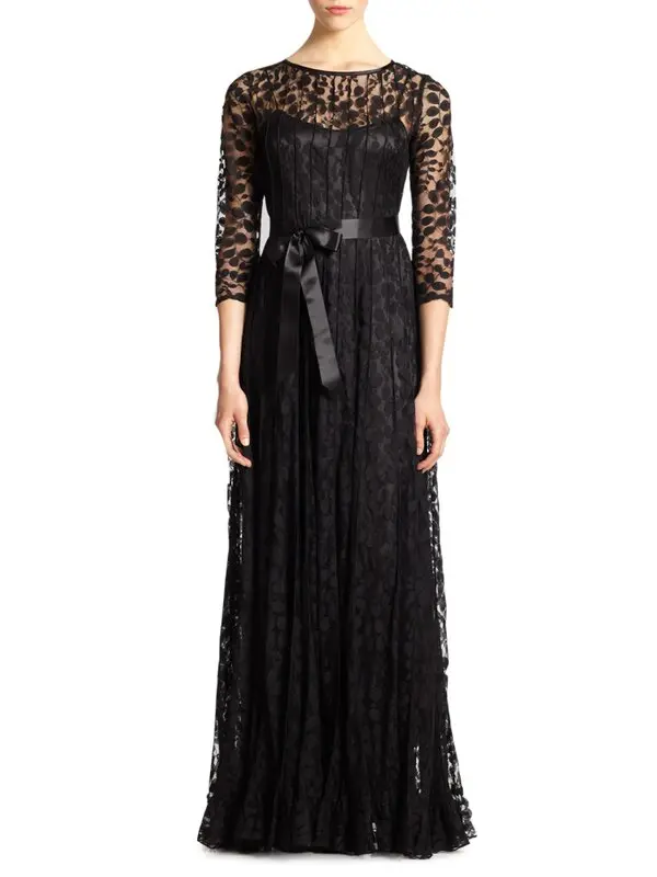 Rickie Freeman For Teri Jon Lace Pintuck Gown