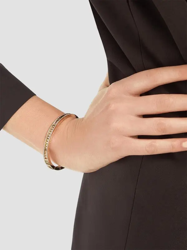 BVLGARI B. Zero1 Rock 18k Yellow & 0.9 Tcw Diamond Hinged Bangle Bracelet
