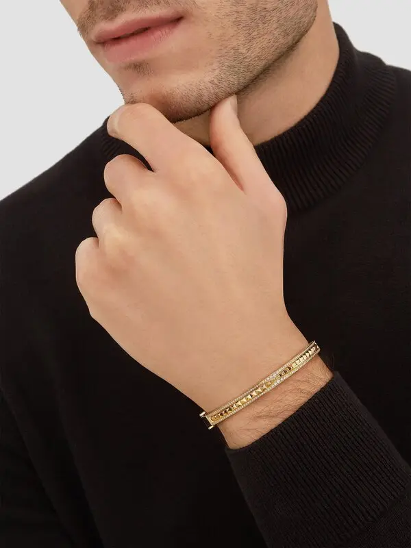 BVLGARI B. Zero1 Rock 18k Yellow & 0.9 Tcw Diamond Hinged Bangle Bracelet