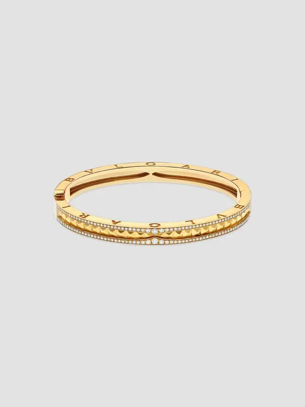 BVLGARI B. Zero1 Rock 18k Yellow & 0.9 Tcw Diamond Hinged Bangle Bracelet