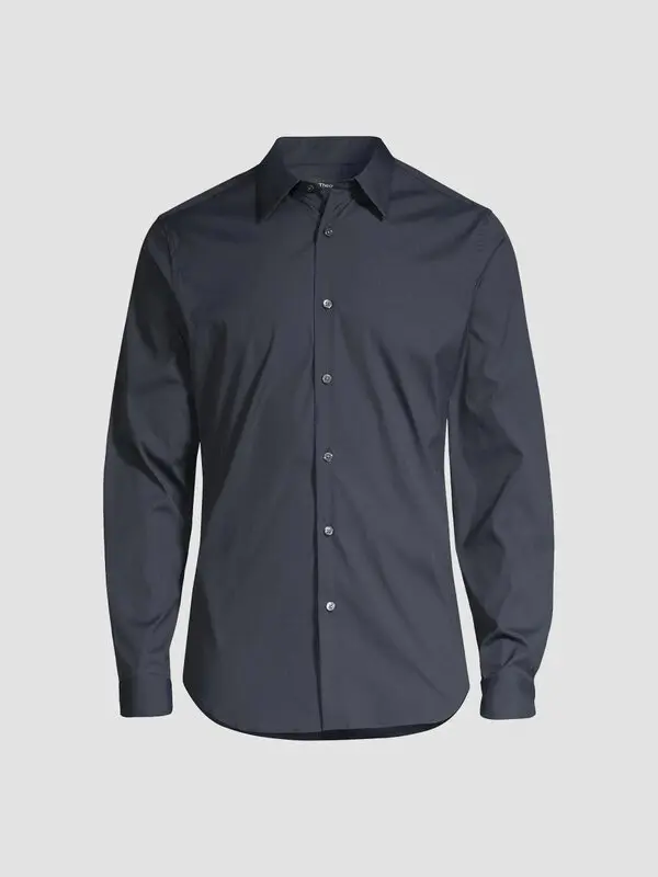 Theory Sylvain Good Cotton Shirt - Eclipse