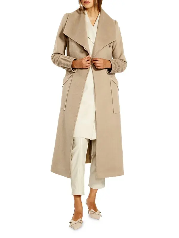 Sentaler Long Wide-collar Alpaca Wrap Coat - Camel