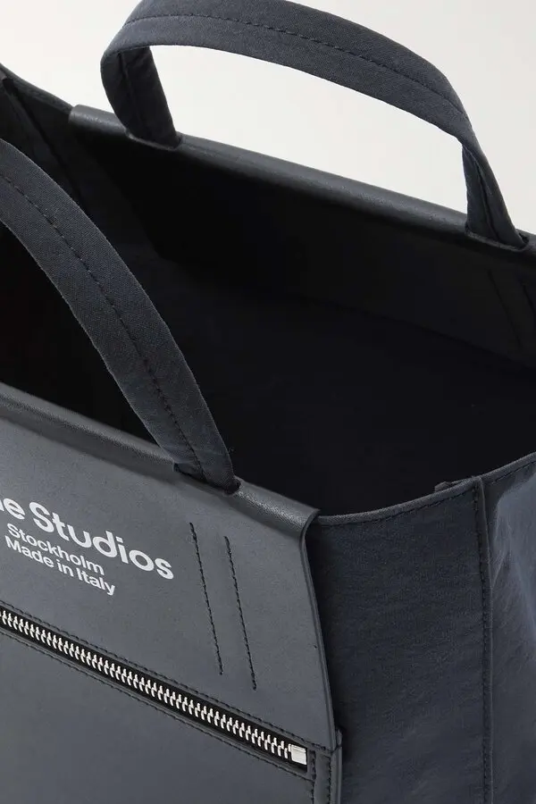Acne Studios Baker Out Medium Canvas And Printed Leather Tote