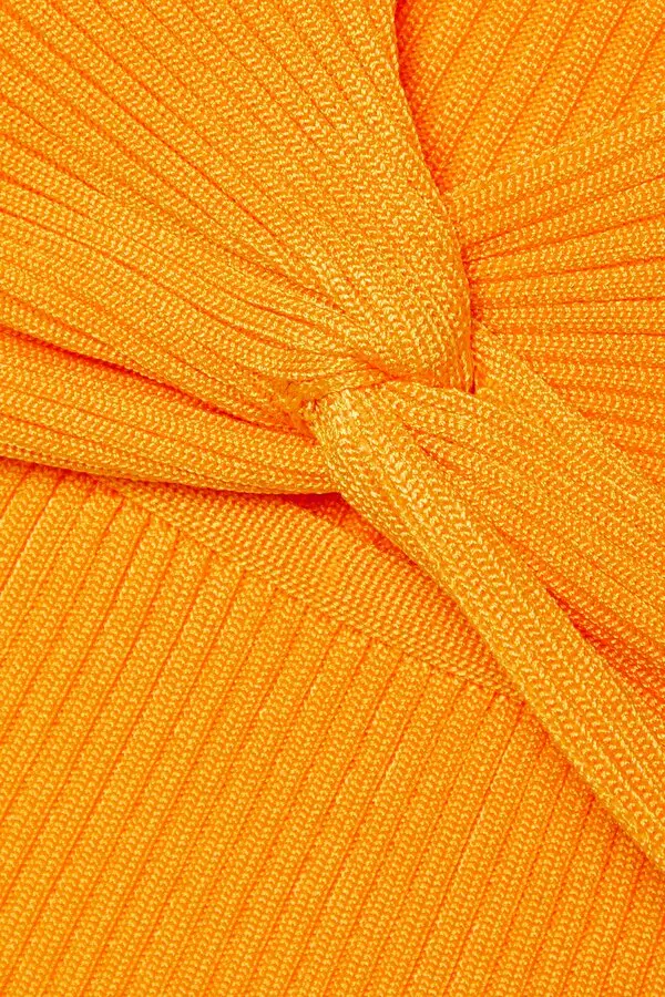 Cult Gaia Honey Twist-front Cutout Ribbed-knit Dress