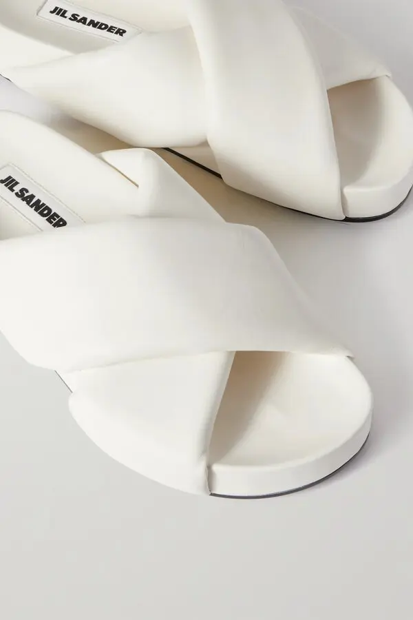 JIL SANDER Leather Buckled Slides - Off-white