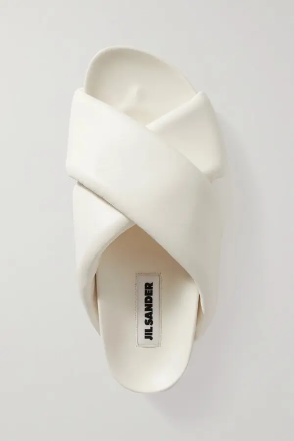 JIL SANDER Leather Buckled Slides - Off-white
