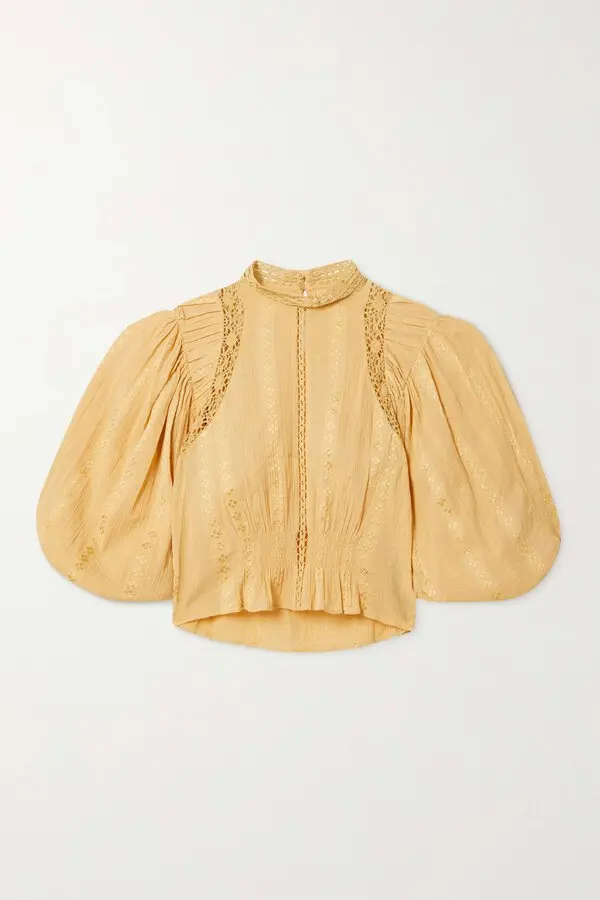 Isabel Marant Jassie Lace-Trimmed Embroidered Cotton-Blend Crepon