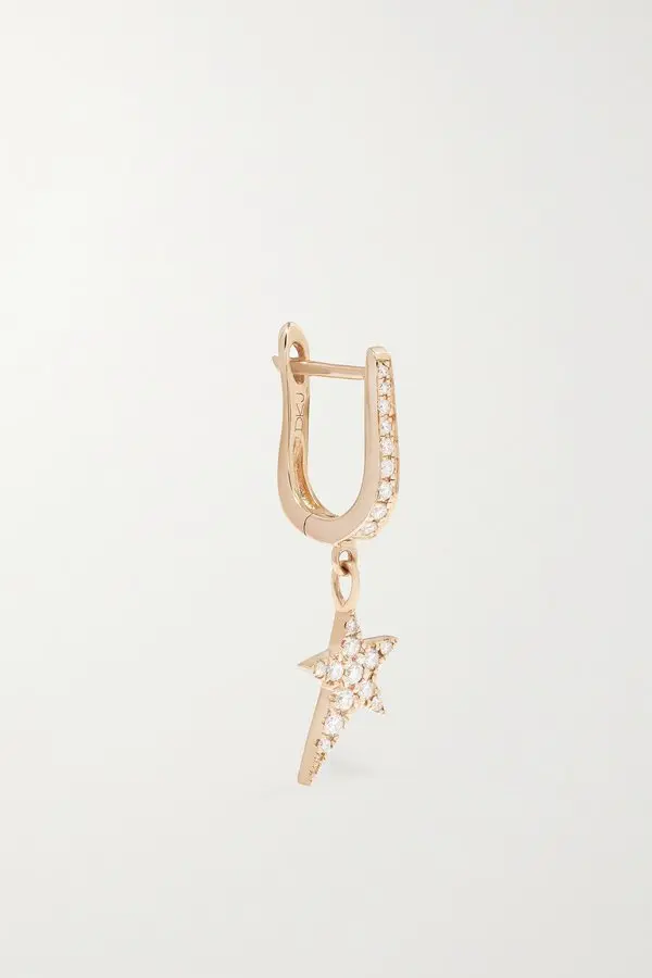 DIANE KORDAS 18-karat Rose Diamond Hoop Earring - Gold