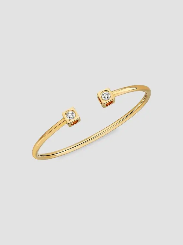 DINH VAN Le Cube Diamant Large 18k Yellow & Diamond Cuff - Gold