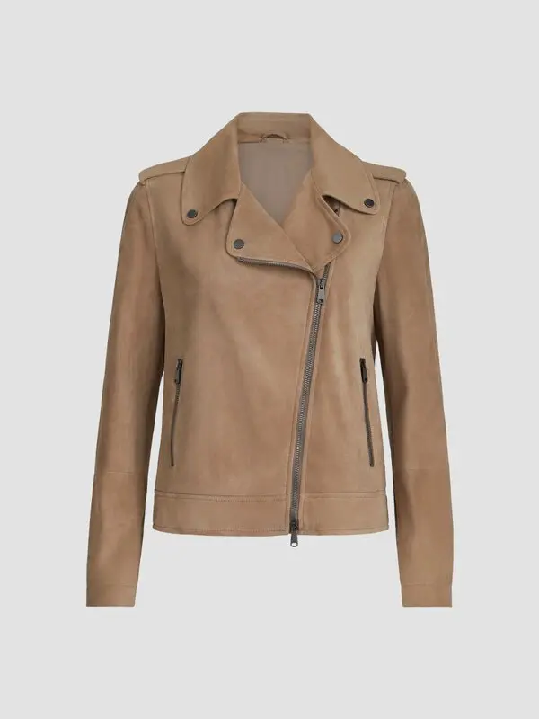 Brunello Cucinelli Suede Biker Jacket - Hazelnut