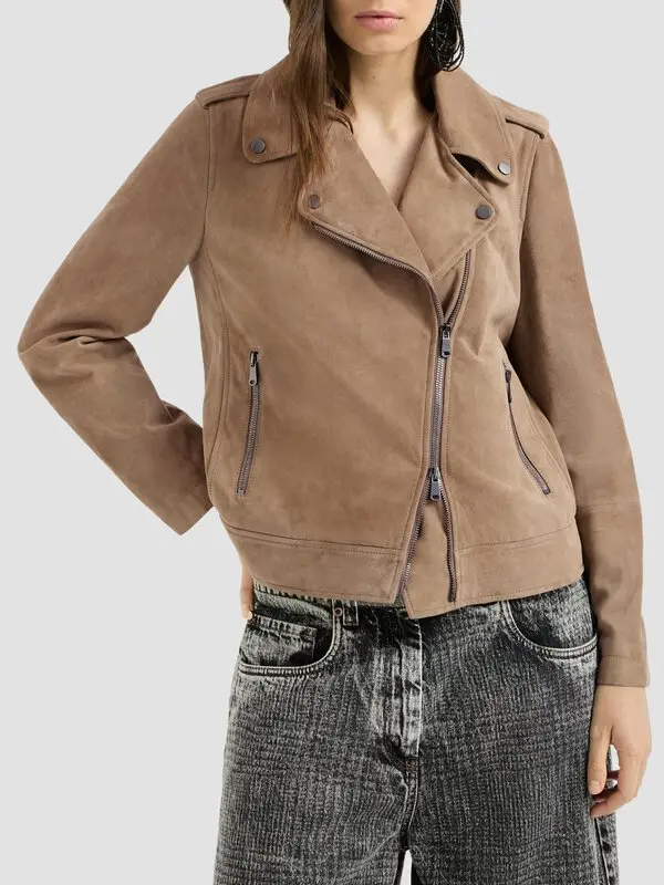 Brunello Cucinelli Suede Biker Jacket