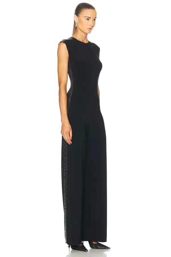 Norma Kamali Gunmetal Stud Sleeveless Jumpsuit