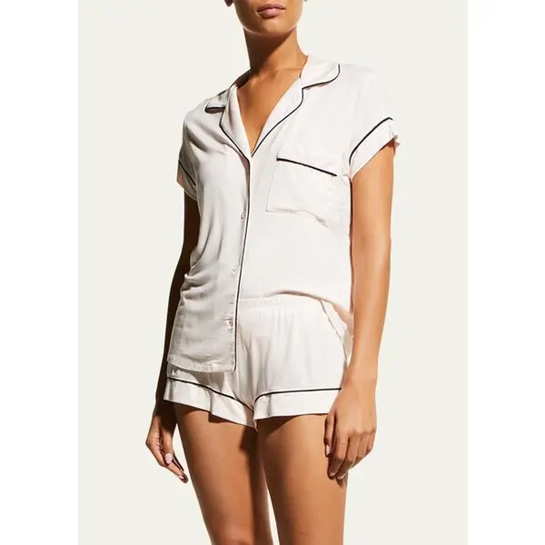 Eberjey Gisele Shortie Pajama Set - Ivory/navy