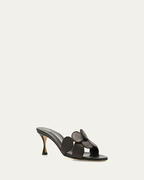 Manolo Blahnik Haribalmu Leather Slide Sandals - White