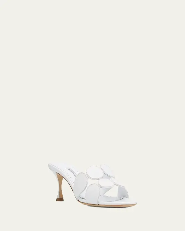 Manolo Blahnik Haribalmu Leather Slide Sandals - White