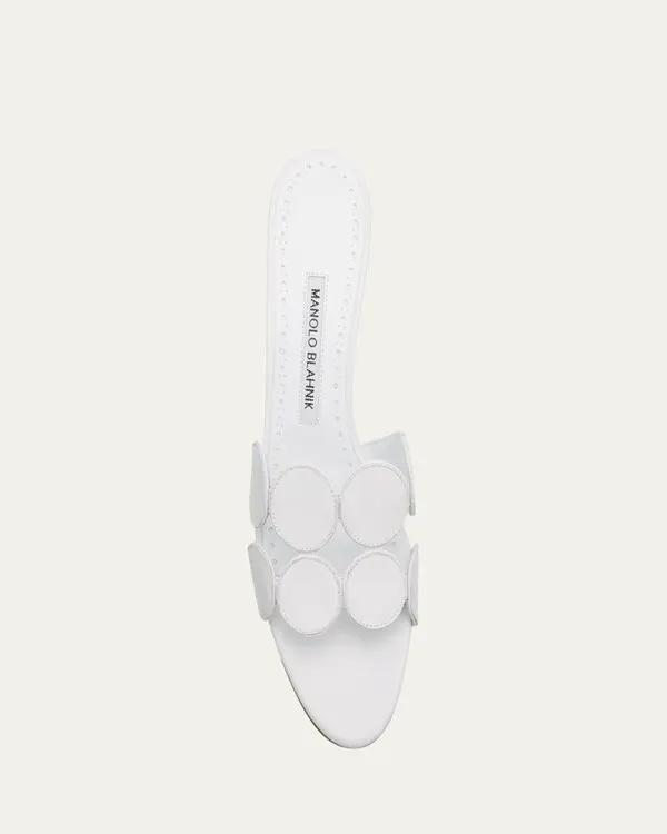 Manolo Blahnik Haribalmu Leather Slide Sandals - White