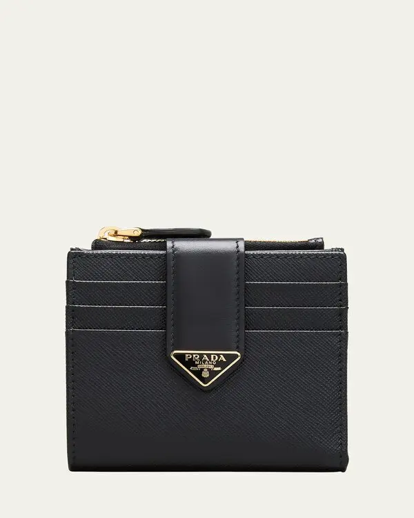 Prada Small Leather Wallet With Triangle Snap
