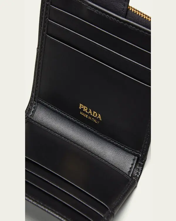 Prada Small Leather Wallet With Triangle Snap
