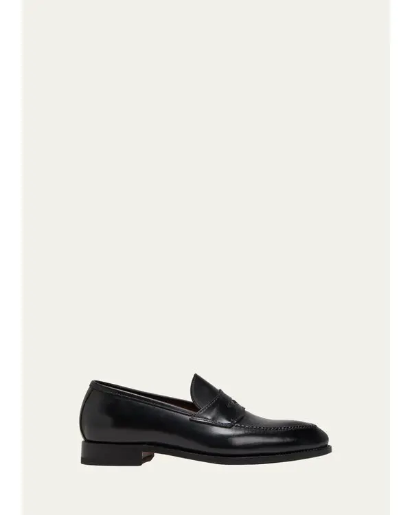 Bontoni Principe Leather Penny Loafers - Black