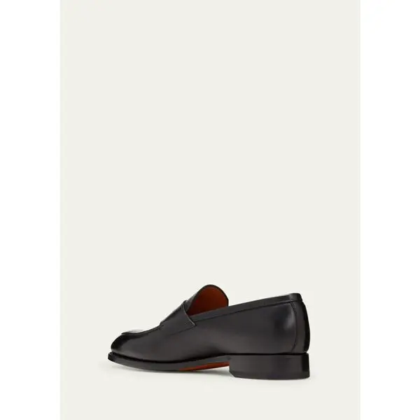 Bontoni Principe Leather Penny Loafers - Black