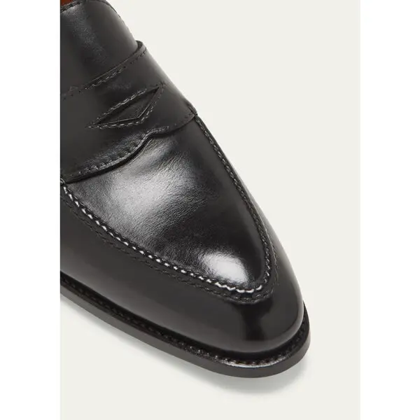 Bontoni Principe Leather Penny Loafers - Black