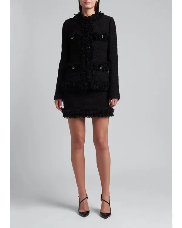 Dolce & Gabbana Paillette Fringe Boucle Jacket