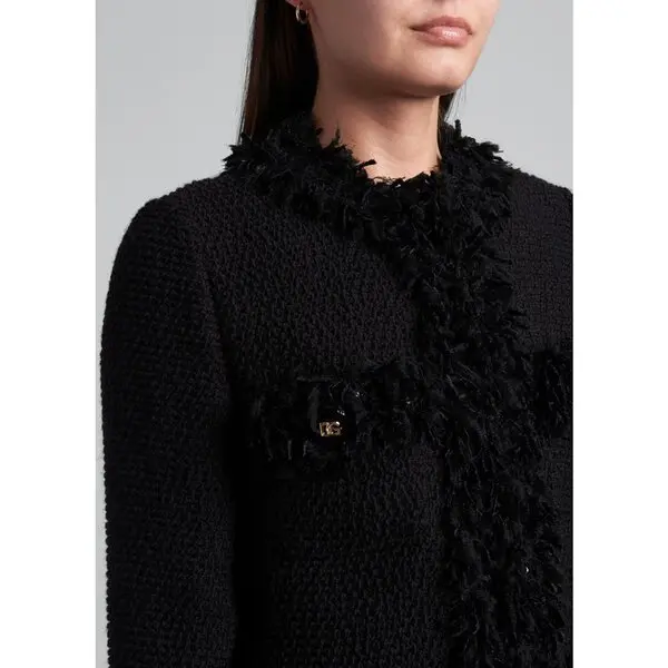 Dolce & Gabbana Paillette Fringe Boucle Jacket